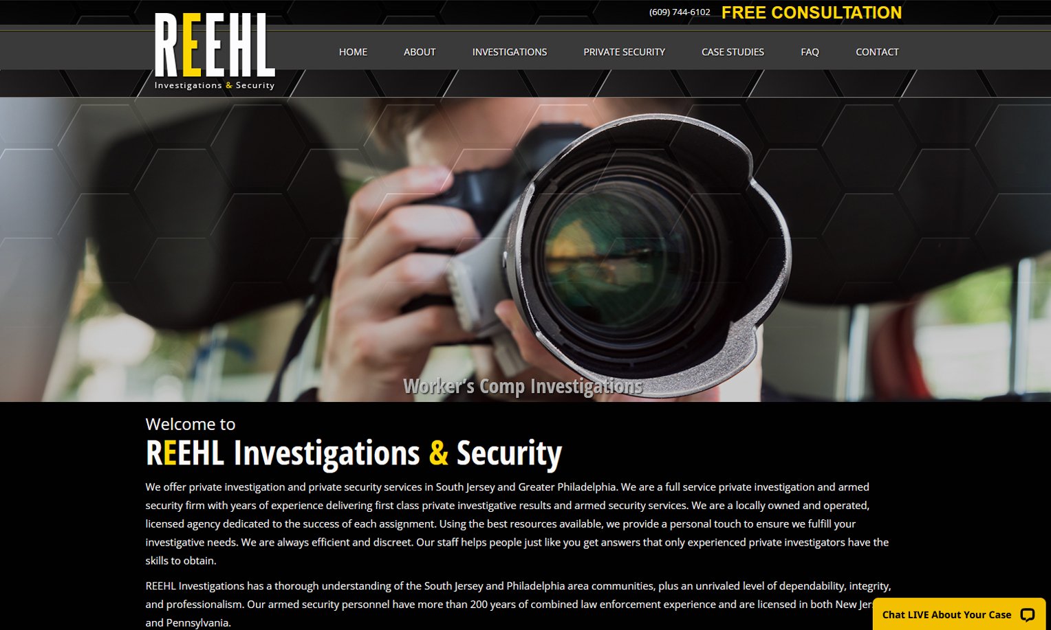 Reehl Investigations - VisionLine Media | NJ Web Design