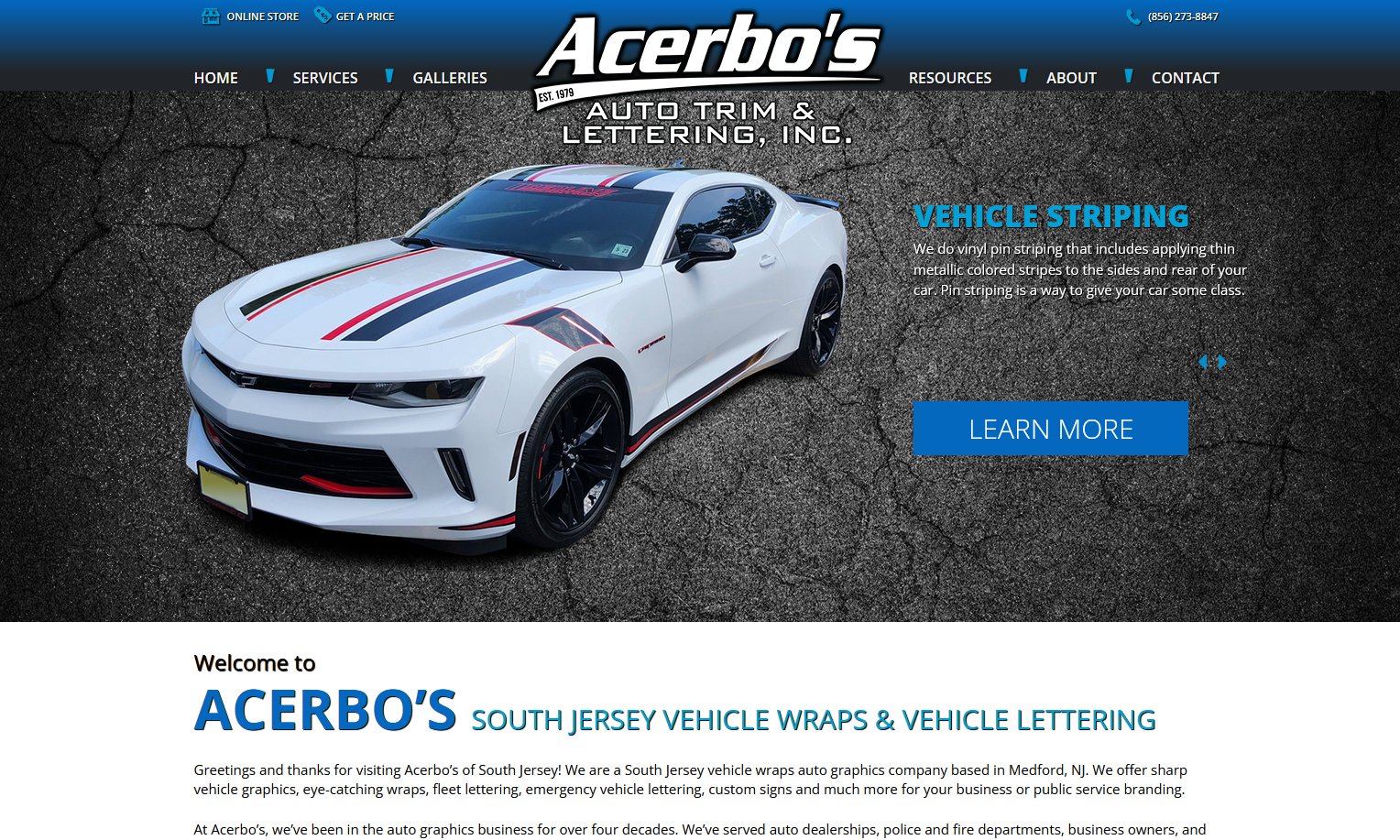 Acerbo's Auto Trim & Lettering - VisionLine Media | NJ Web Design